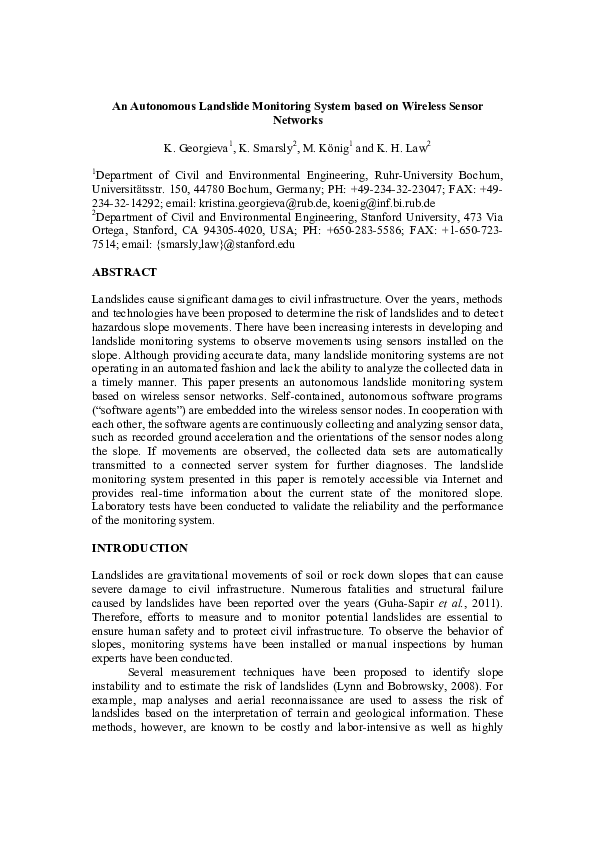 (PDF) An Autonomous Landslide Monitoring System Based on Wireless Sensor Networks