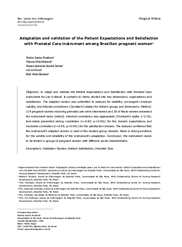 (PDF) Adaptation and validation of the Patient Expectations and ...