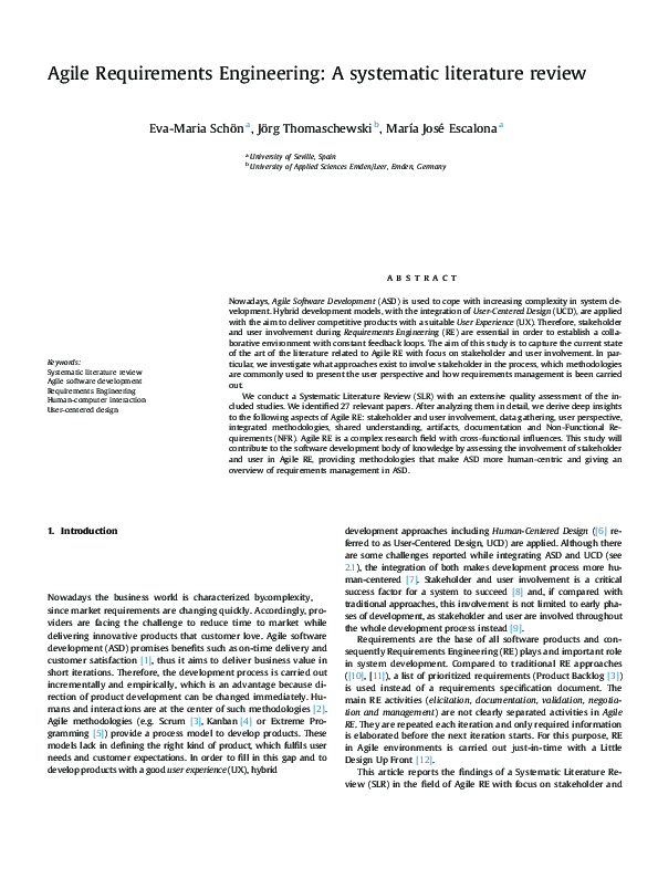 (PDF) Agile Requirements Engineering: A systematic literature review