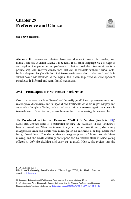 (PDF) Preference and Choice