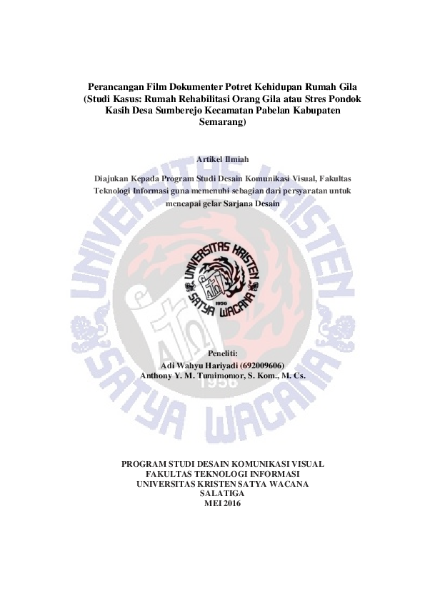 (PDF) Perancangan Film Dokumenter Potret Kehidupan Rumah Gila: studi kasus rumah rehabilitasi ...
