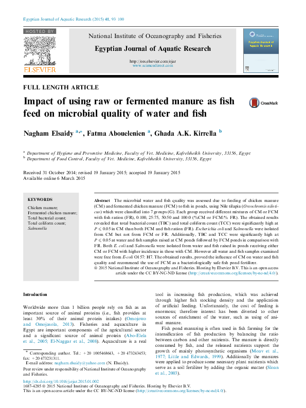 (PDF) Impact of using raw or fermented manure as fish feed on microbial ...