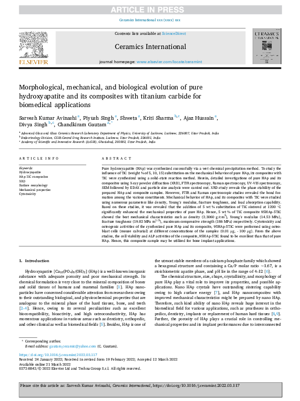 (PDF) Morphological, mechanical, and biological evolution of pure ...