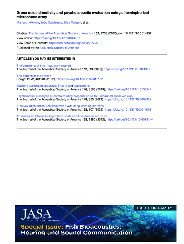 (PDF) Drone noise directivity and psychoacoustic evaluation using a hemispherical microphone array
