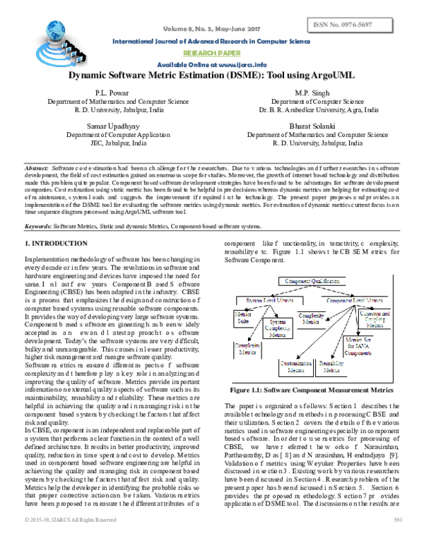 (PDF) Dynamic software metric estimation (DSME): Tool using ArgoUML