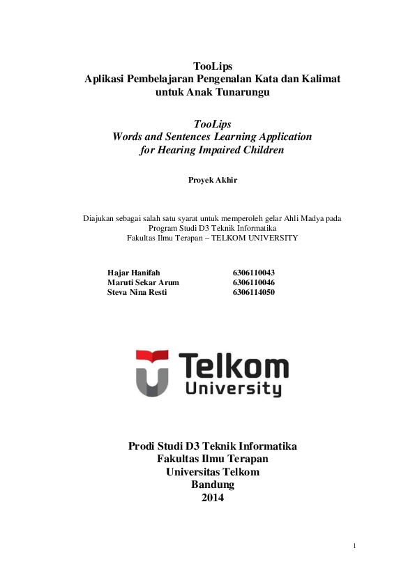 (PDF) TooLips - Aplikasi Pembelajaran Pengenalan Kata dan Kalimat untuk ...