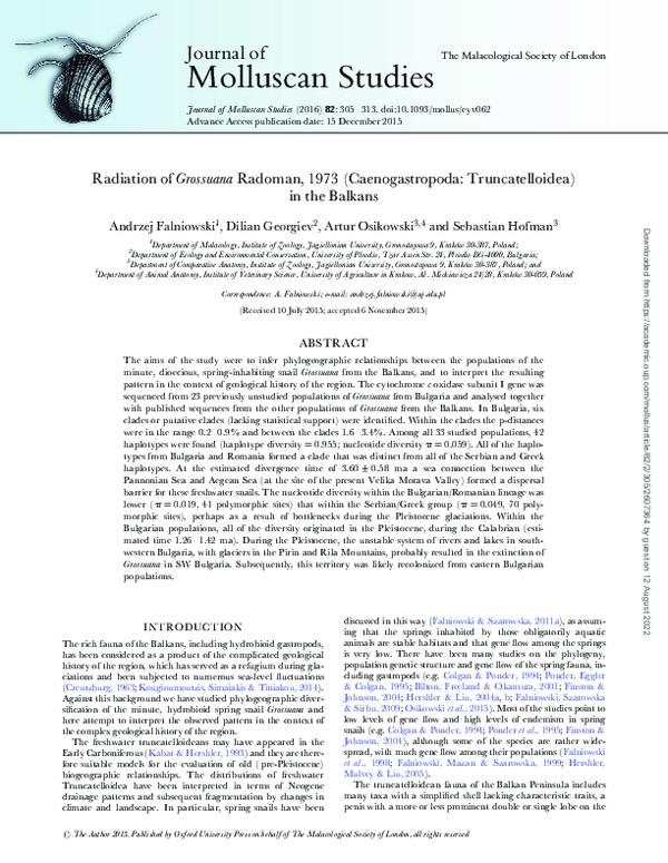 (PDF) Radiation ofGrossuanaRadoman, 1973 (Caenogastropoda ...