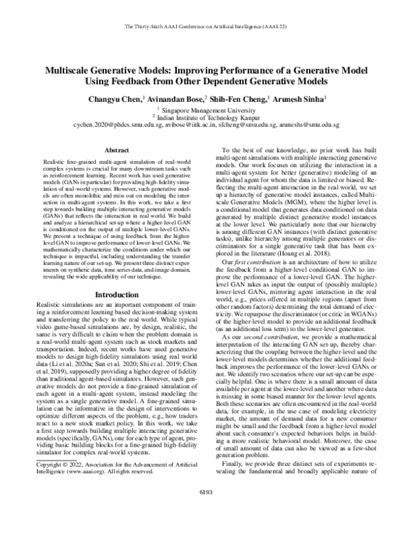 (PDF) Multiscale Generative Models: Improving Performance of a Generative Model Using Feedback ...