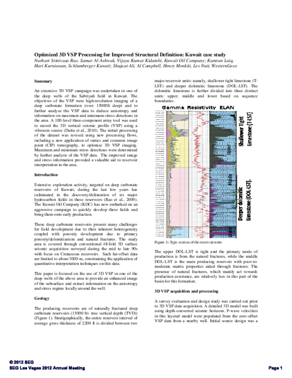 (PDF) Optimized 3D VSP Processing for Improved Structural Definition: Kuwait case study | KAMRAN ...