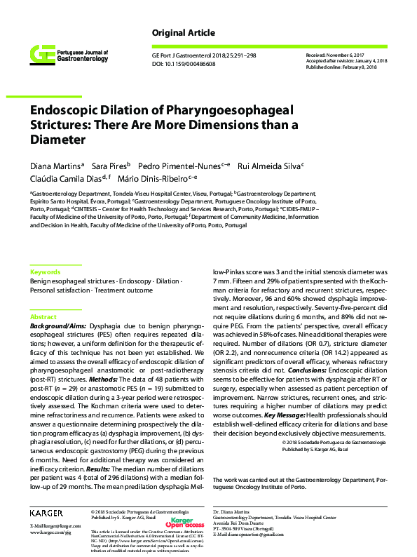 (PDF) Endoscopic Dilation of Pharyngoesophageal Strictures: There Are ...