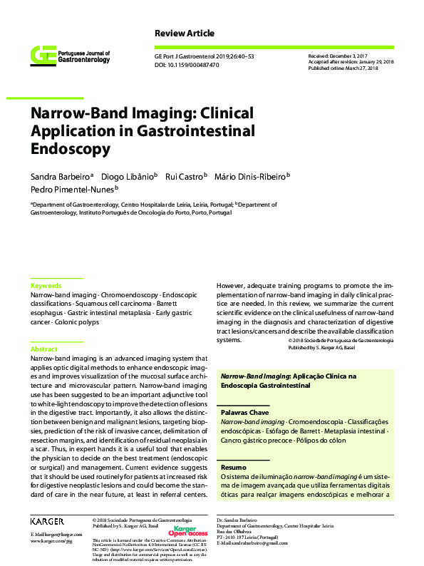 (PDF) Narrow-Band Imaging: Clinical Application in Gastrointestinal ...