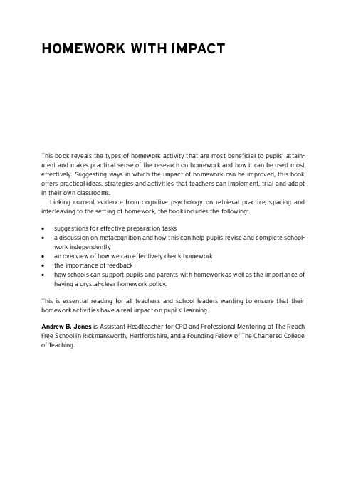 (PDF) Homework with Impact: Why What you set and how you set it matters ...