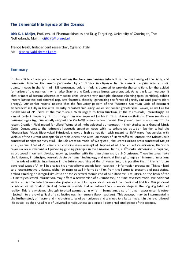 (PDF) The Elemental Intelligence of the Cosmos