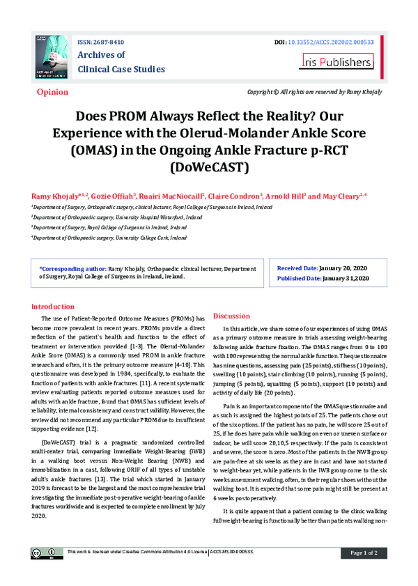 (PDF) Does PROM Always Reflect the Reality? Our Experience with the ...