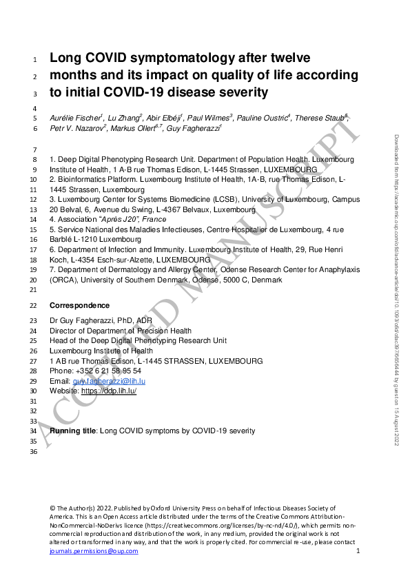 (PDF) Long COVID Symptomatology After 12 Months and Its Impact on ...