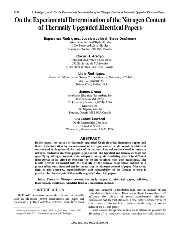 (PDF) On the experimental determination of the nitrogen content of ...