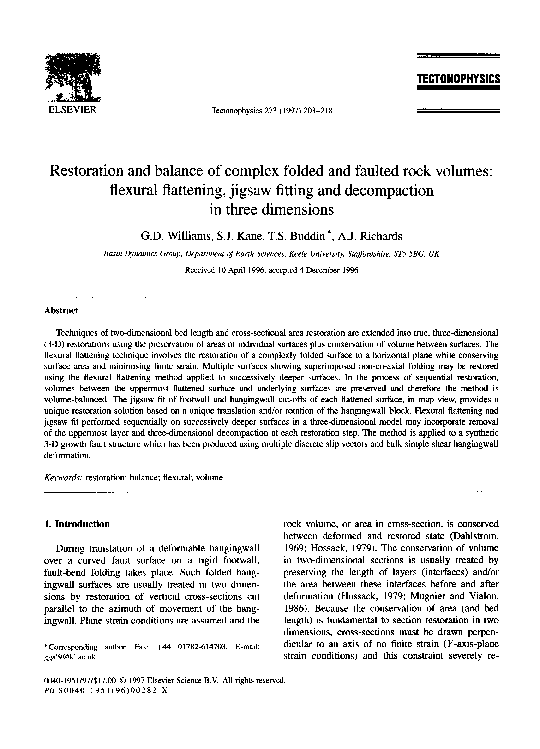 (PDF) Restoration and balance of complex folded and faulted rock ...