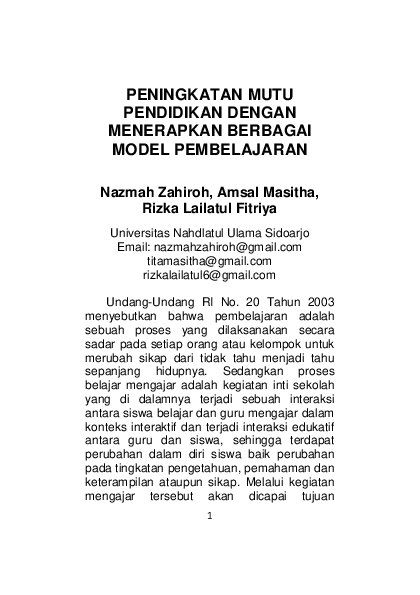(PDF) Peningkatan Mutu Pendidikan Dengan Menerapkan Berbagai Model ...