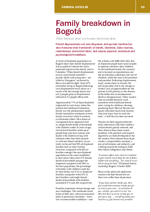 (PDF) Family breakdown in Bogotá