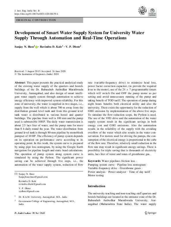 (PDF) Development of Smart Water Supply System for University Water ...