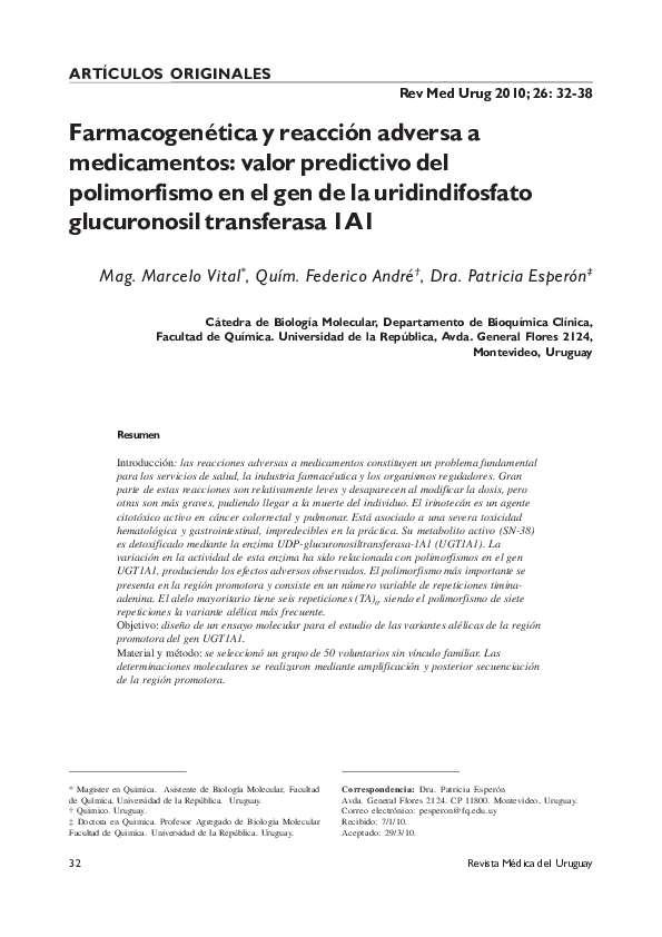 (PDF) Farmacogenética y reacción adversa a medicamentos: valor predictivo del polimorfismo en el ...