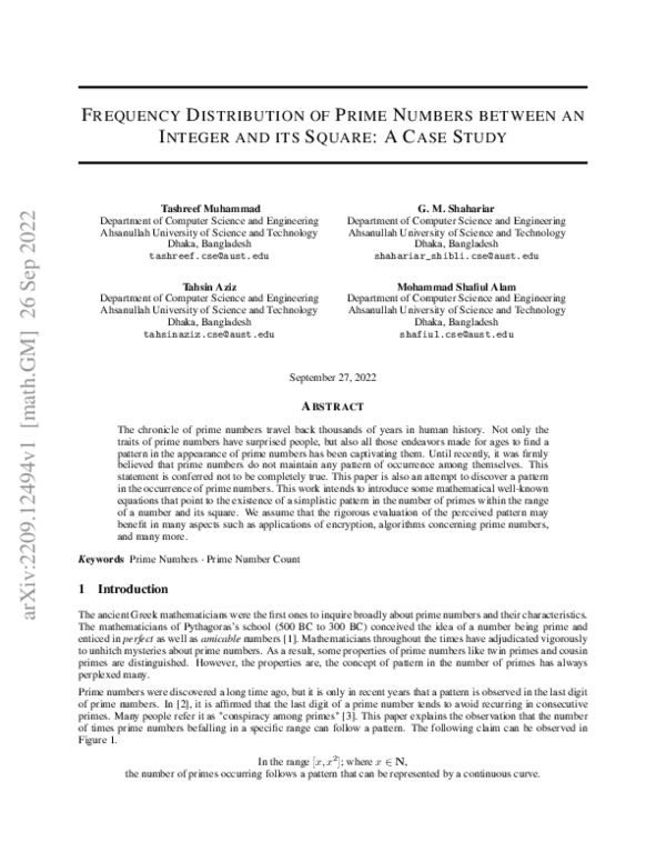 (PDF) Frequency Distribution of Prime Numbers between an Integer and ...