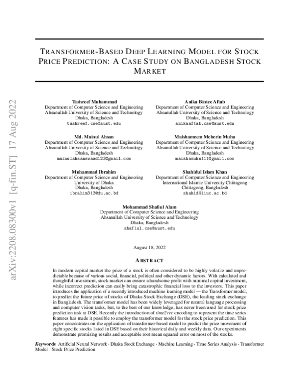 Pdf Transformer Based Deep Learning Model For Stock Price Prediction