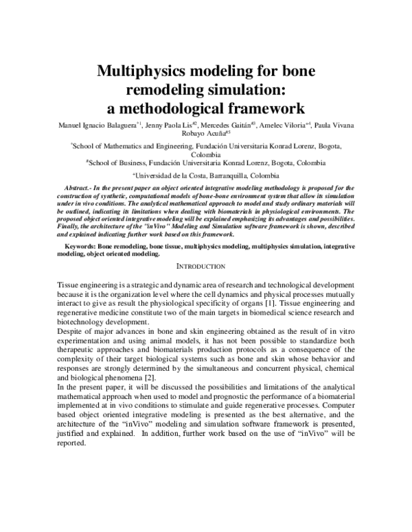 (PDF) Multiphysics modeling for bone remodeling simulation: A methodological framework