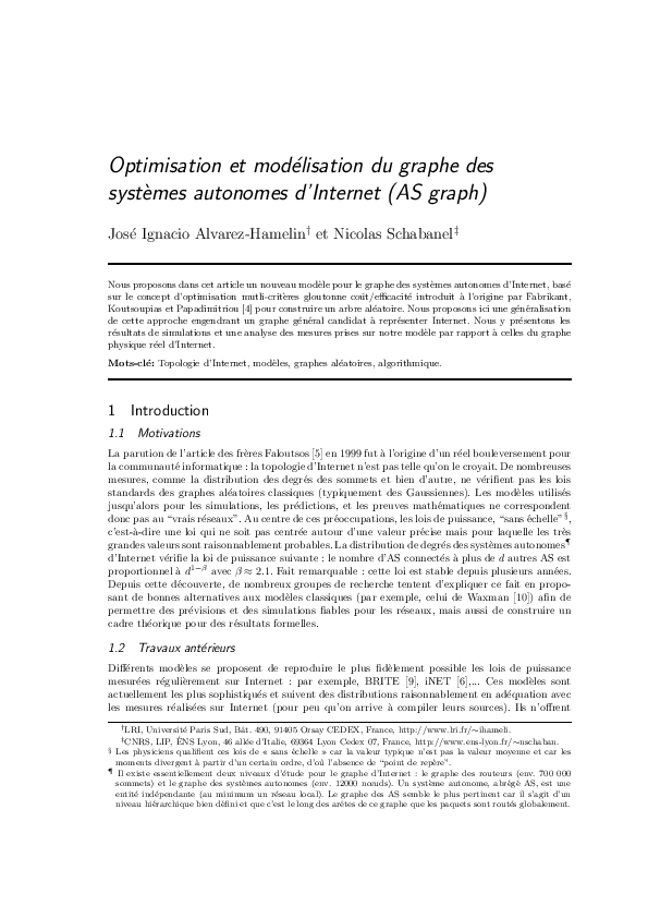 (PDF) Optimisation et modélisation du graphe des systemes autonomes d ...