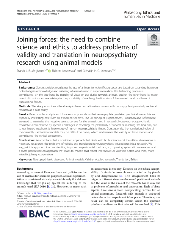 (PDF) Joining forces: the need to combine science and ethics to address ...
