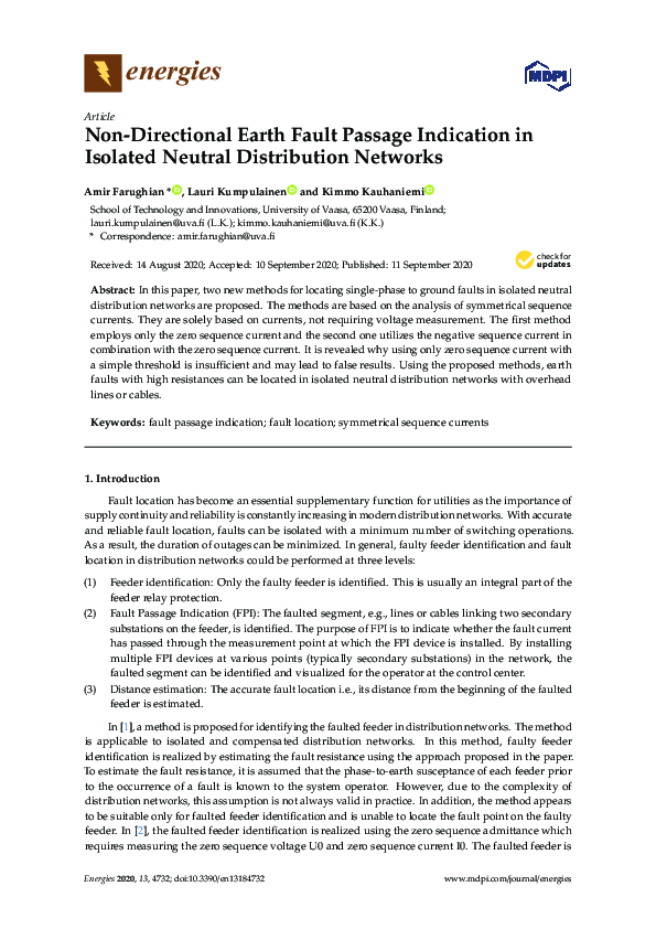 (PDF) Non-Directional Earth Fault Passage Indication in Isolated ...