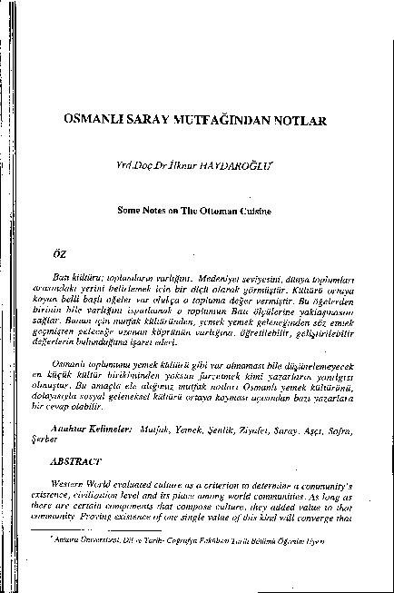 (PDF) Osmanlı Saray Mutfağından Notlar