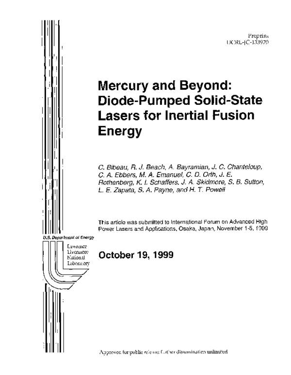 (PDF) Diode-Pumped Solid-State Lasers for Inertial Fusion Energy
