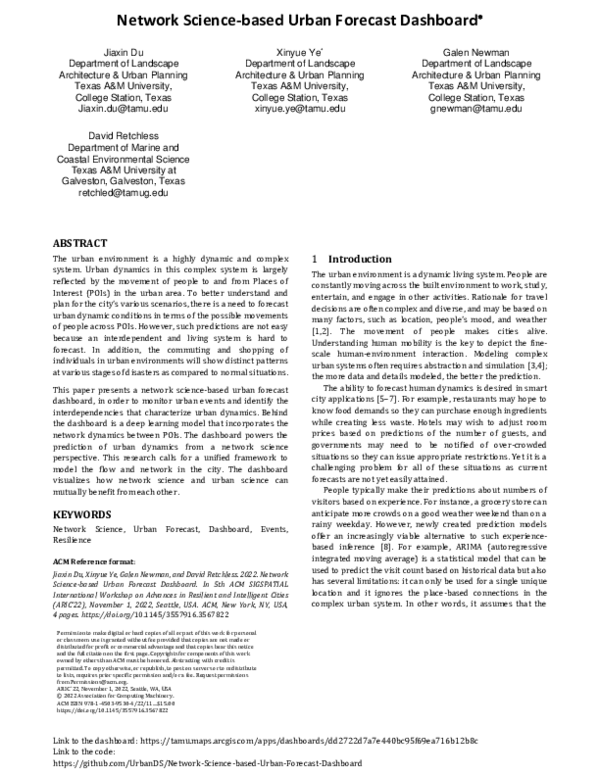(PDF) Network science-based urban forecast dashboard