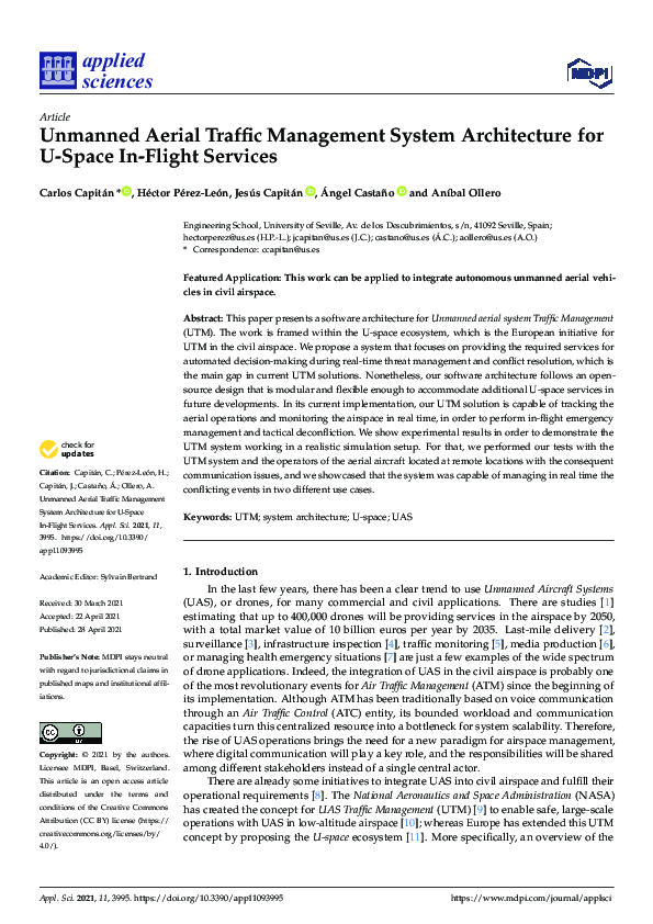 (PDF) Unmanned Aerial Traffic Management System Architecture for U ...
