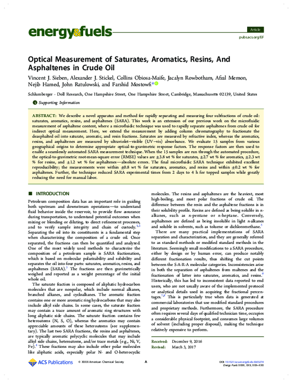 (PDF) Optical Measurement of Saturates, Aromatics, Resins, And ...