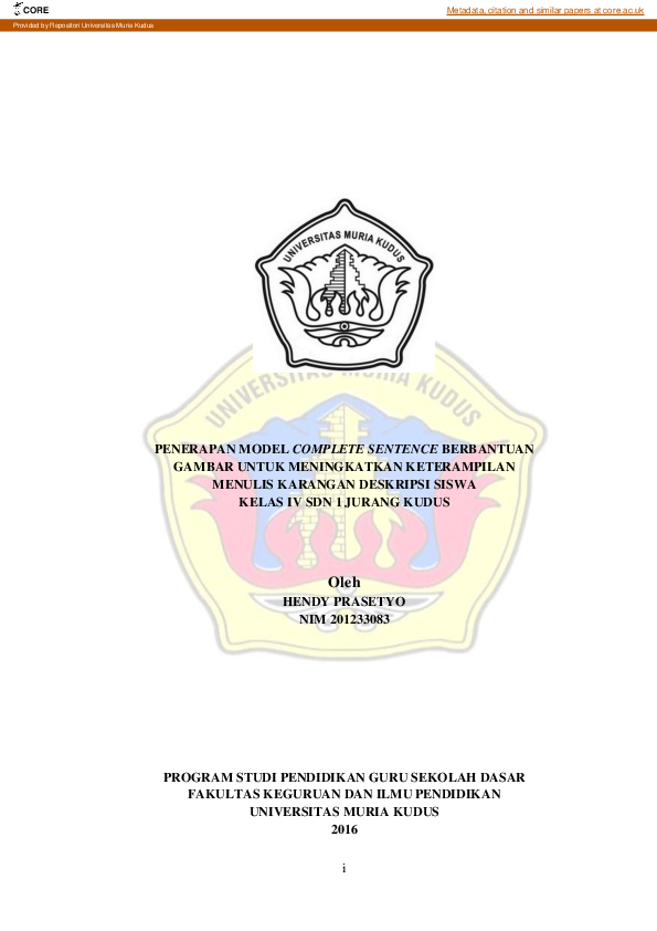 (PDF) Penerapan Model Complete Sentence Berbantuan Gambar Untuk ...