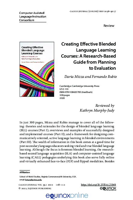 (PDF) Creating Effective Blended Language Learning Courses: A Research ...