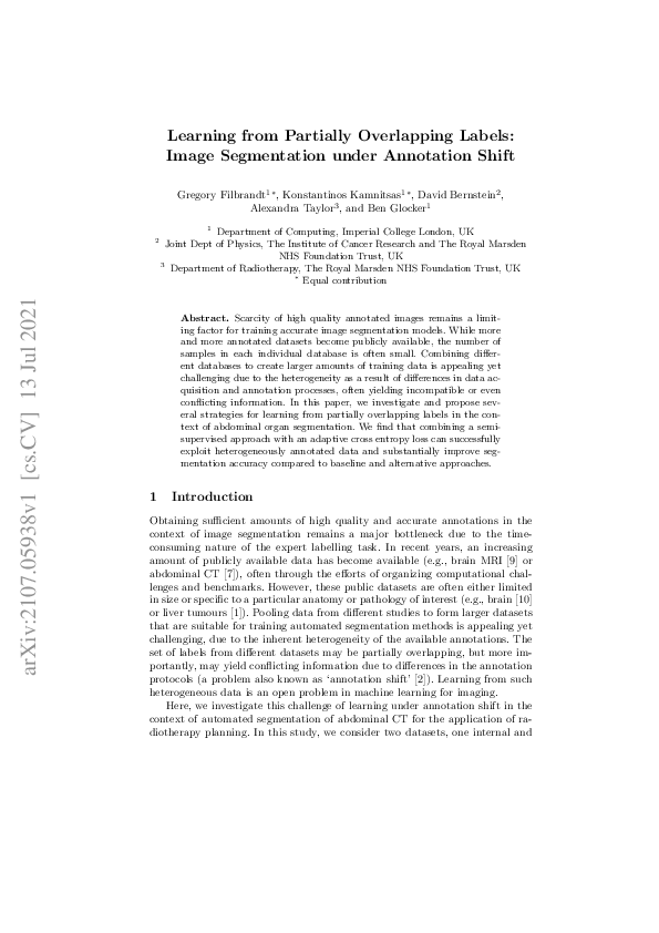 Pdf Learning From Partially Overlapping Labels Image Segmentation Under Annotation Shift