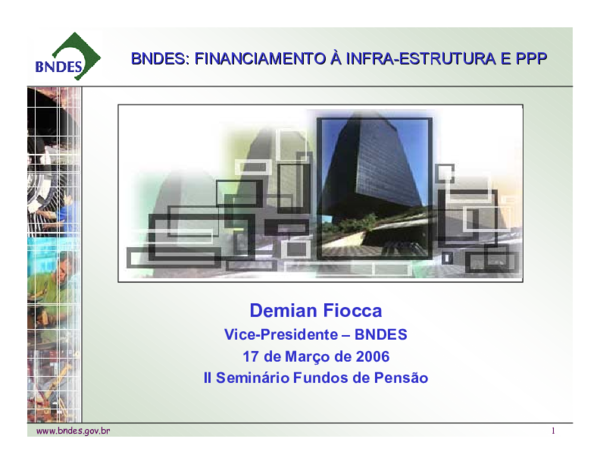 (PDF) BNDES: financiamento à infra-estrutura e PPP