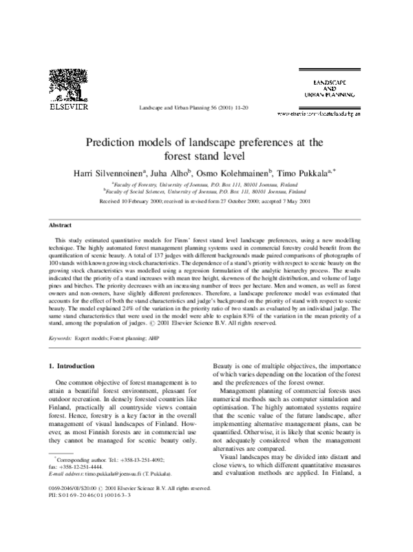 (PDF) Prediction models of landscape preferences at the forest stand level