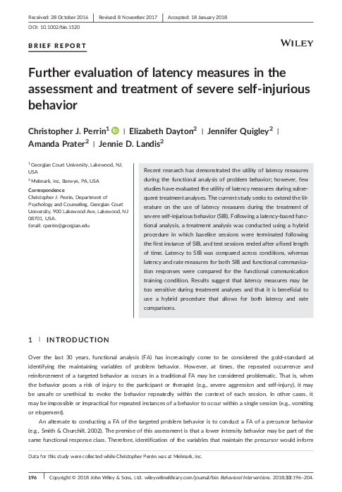 (PDF) Further evaluation of latency measures in the assessment and ...