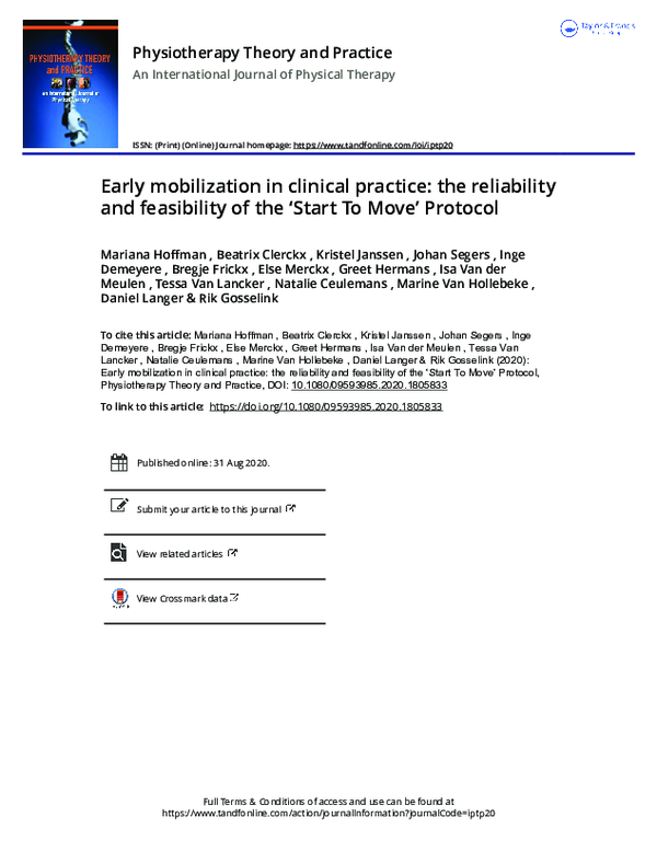 (PDF) Early mobilization in clinical practice: the reliability and ...