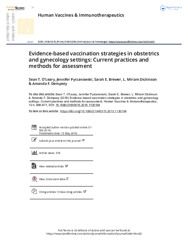 (PDF) Evidence-based vaccination strategies in obstetrics and ...