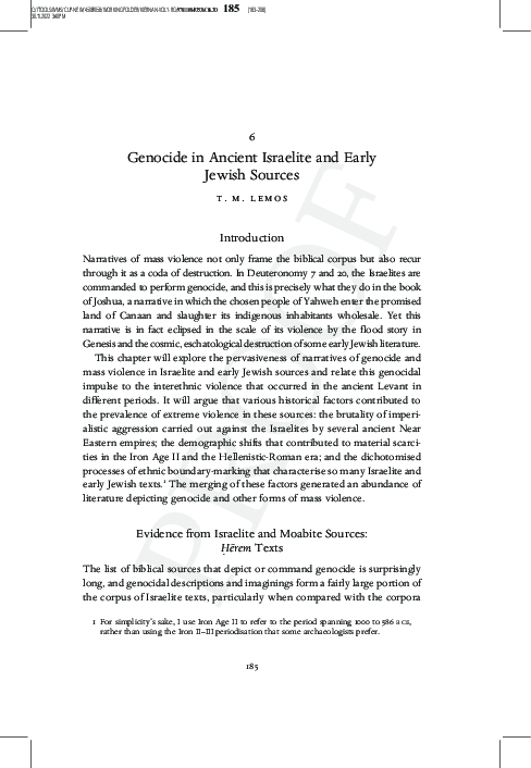 (PDF) "Genocide in Ancient Israelite and Early Jewish Sources"