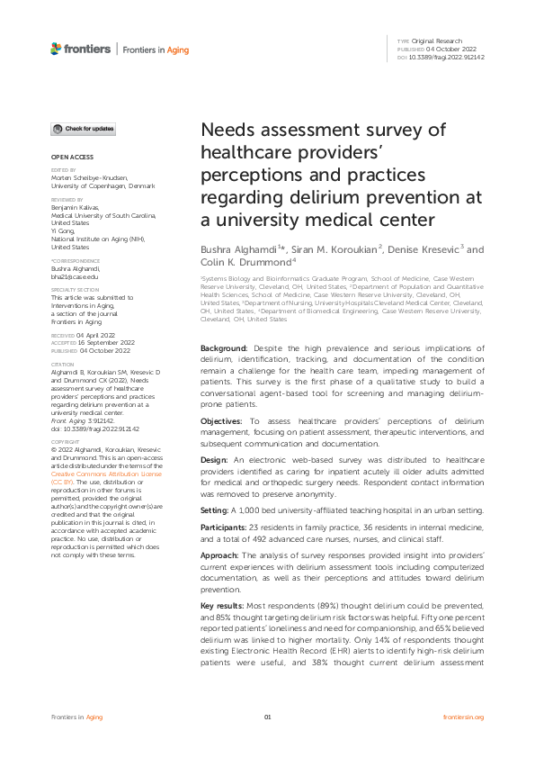 (PDF) Needs assessment survey of healthcare providers’ perceptions and ...
