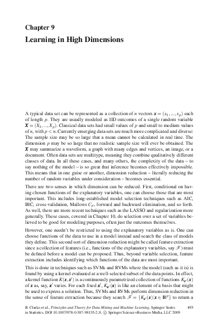 (PDF) Learning in High Dimensions