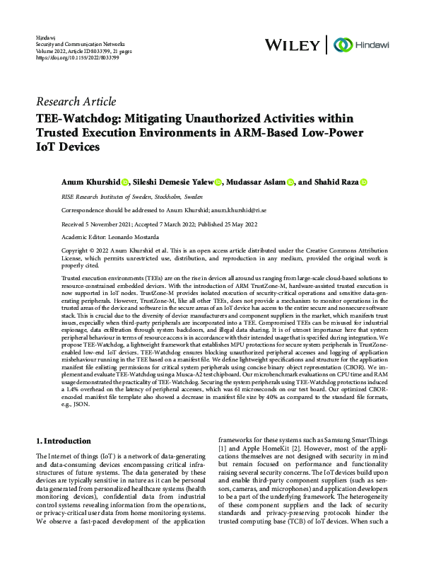(PDF) TEE-Watchdog: Mitigating Unauthorized Activities within Trusted ...