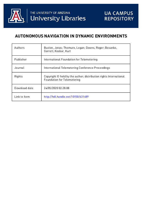(PDF) Autonomous Navigation in Dynamic Environments