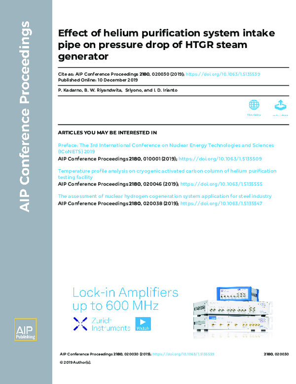 (PDF) Effect of helium purification system intake pipe on pressure drop ...